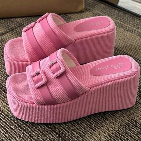 Shoes | Y2k Barbie Platform Slides | Poshmark